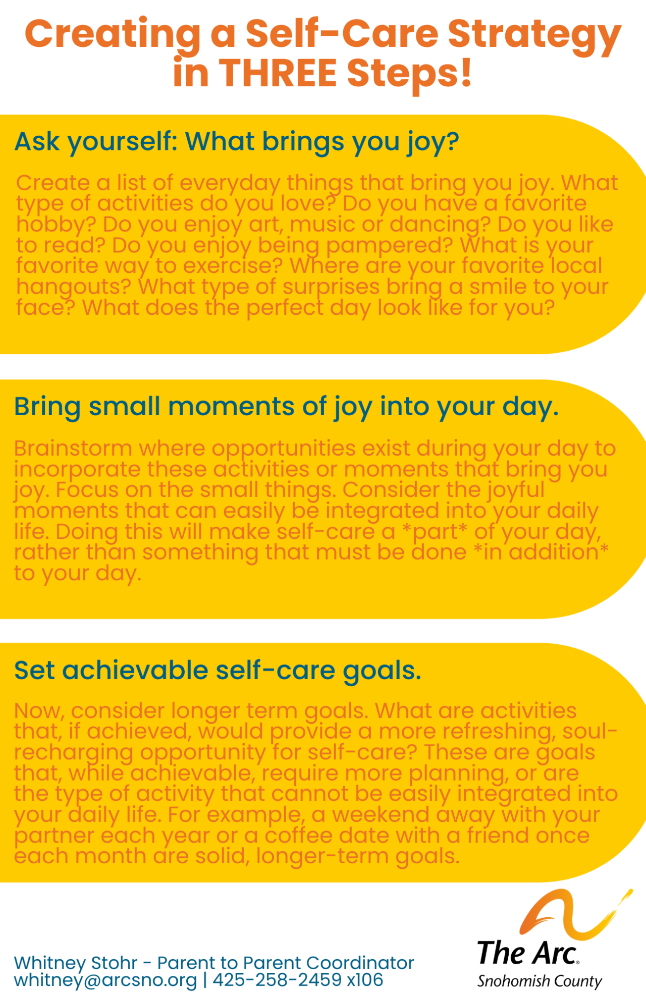 Creating a Self-Care Strategy in THREE Steps! | The Arc of Snohomish County